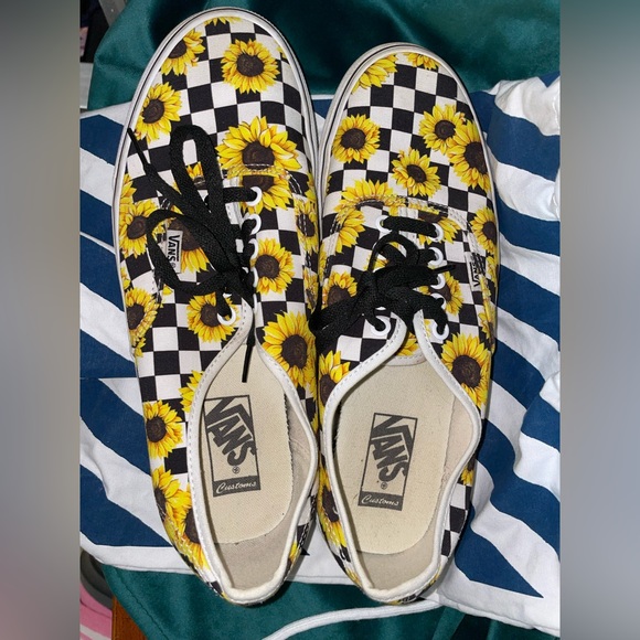 Vans | Shoes | Custom Made Sunflower Vans With Shoe Bag | Poshmark